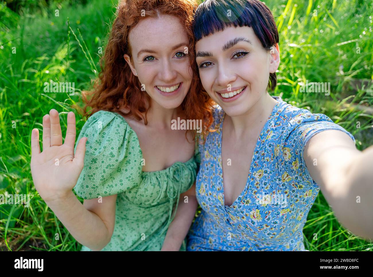 two friend, girlfriend and women using a mobile phone, camera and ...