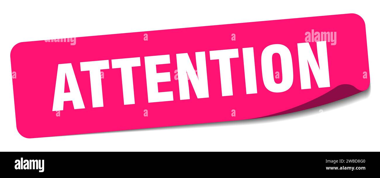 attention sticker. attention rectangular label isolated on white ...