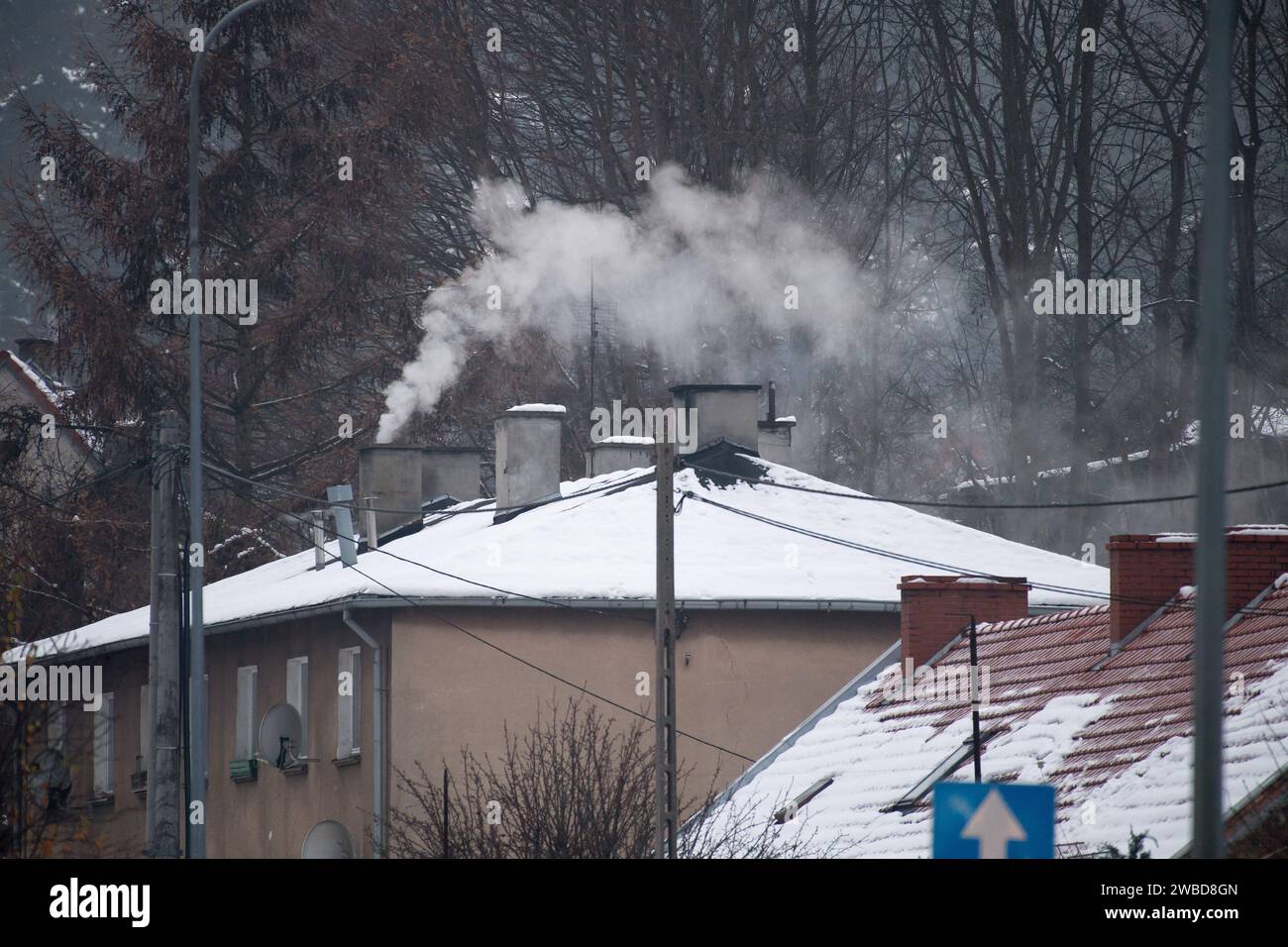 Winter air pollution by smoking chimney in Gdansk, Poland © Wojciech ...