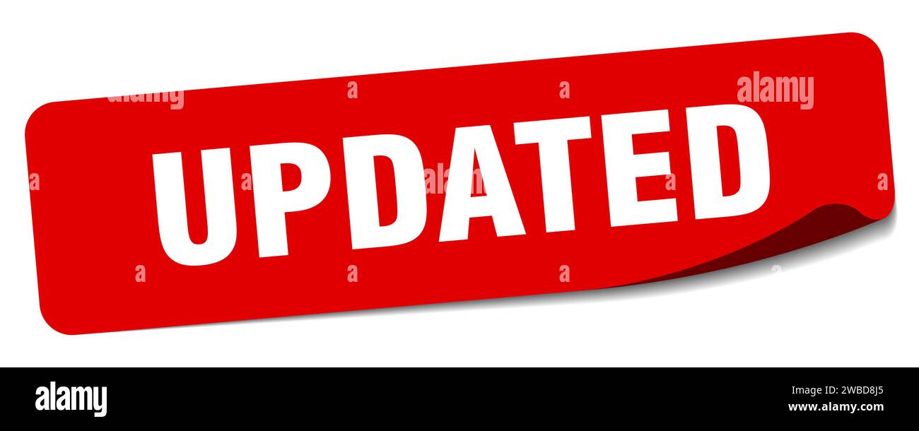 updated sticker. updated rectangular label isolated on white background ...