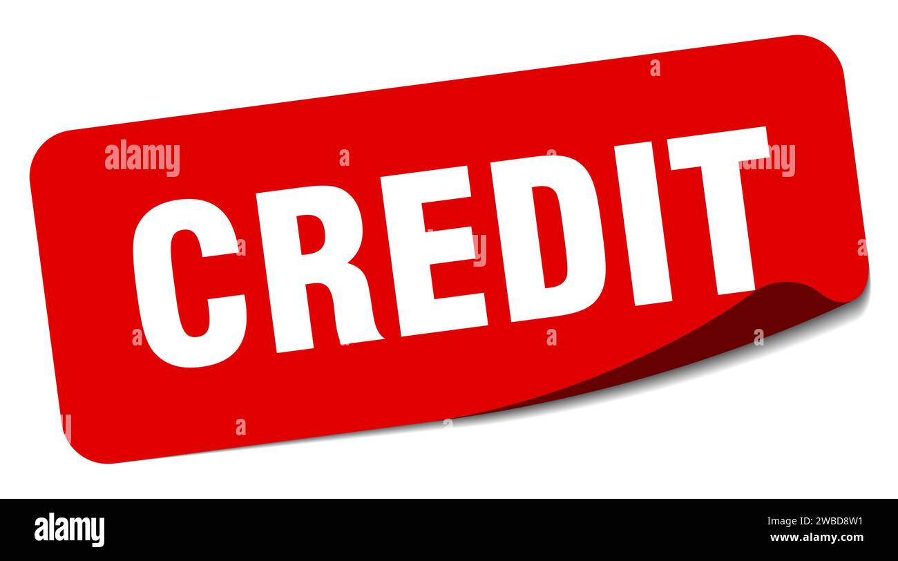 credit sticker. credit rectangular label isolated on white background ...