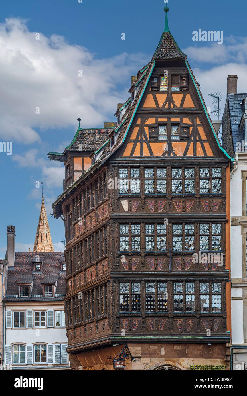 STRASBOURG, FRANCE-MAY 3, 2023: The Kammerzell House dates of the year ...