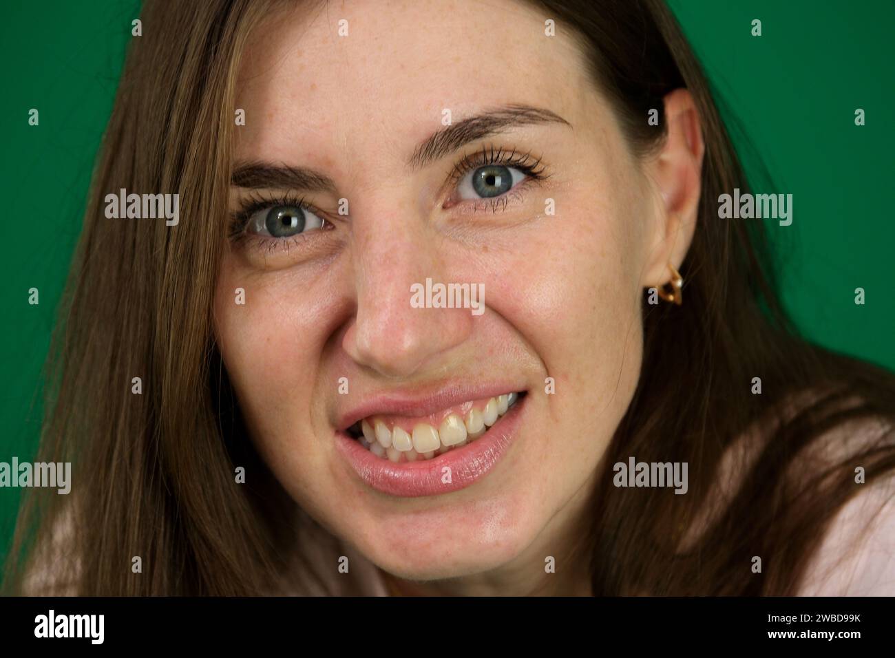 Silly woman posing isolated different emotions of a young girl on a ...