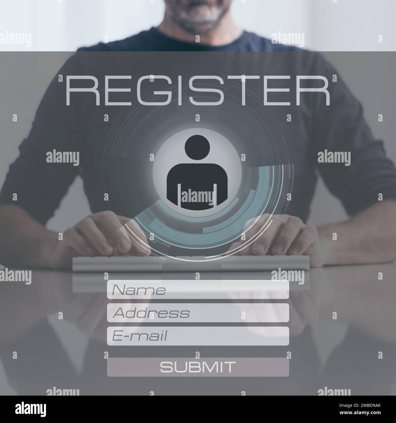 Man sign up and login. Registration, enter, sign in, membership concept ...