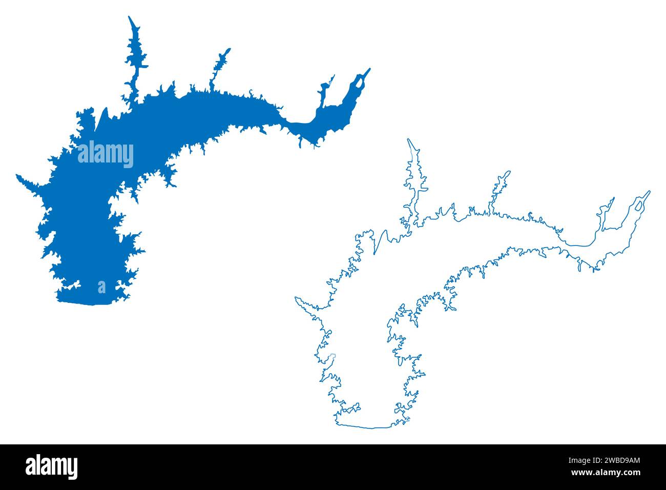 Merowe lake (Republic of the Sudan) map vector illustration, scribble ...