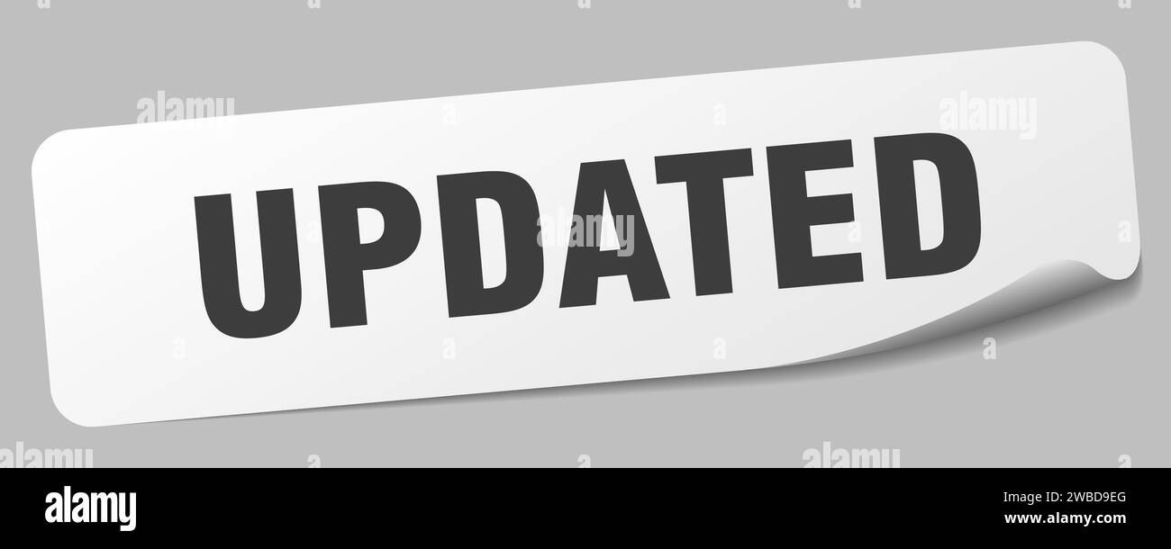 updated sticker. updated rectangular label isolated on white background ...
