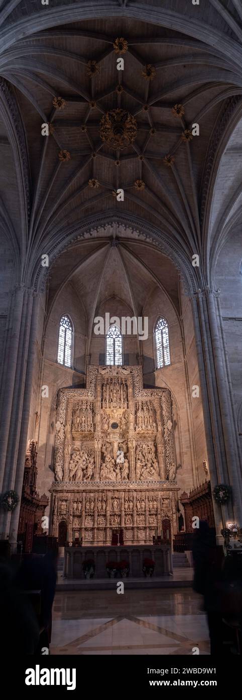 Gothic cathedral interior, sunlight illuminating the altar. Majestic ...