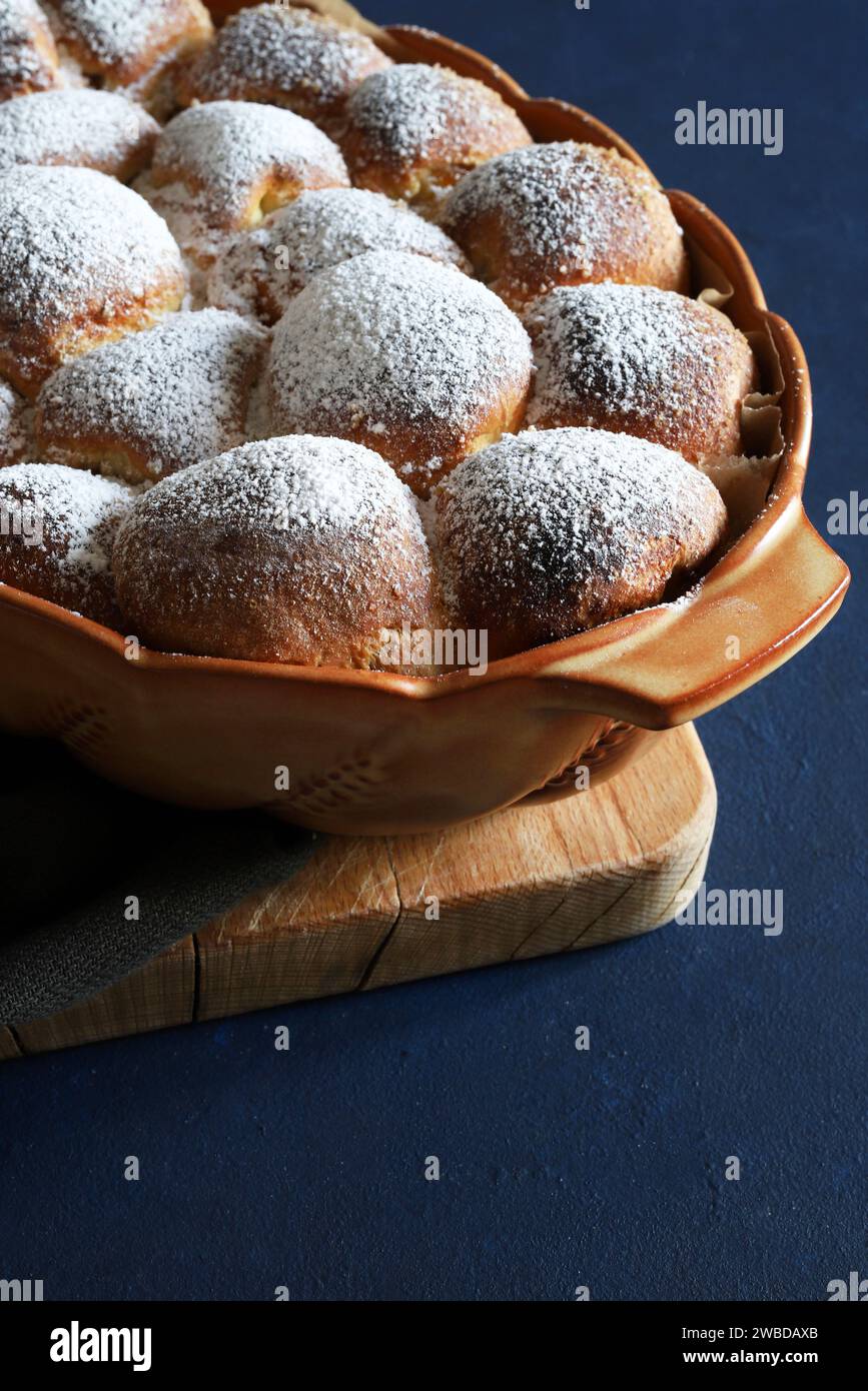 Homemade Austrian Buchteln filled with apricot jam. Sweet buns. Yeast ...