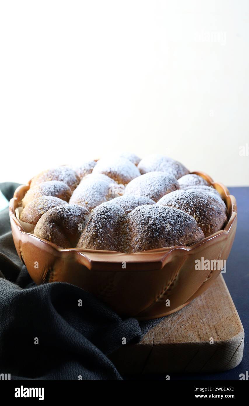 Homemade Austrian Buchteln filled with apricot jam. Sweet buns. Yeast ...