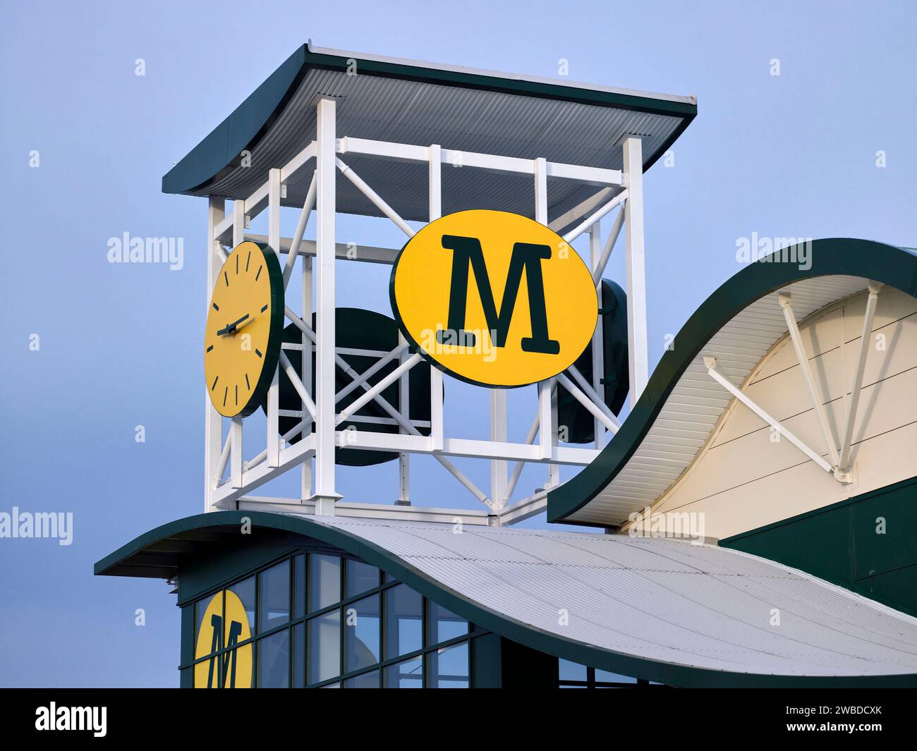 Morrisons Supermarket and M logo, north Wales, UK Stock Photo - Alamy