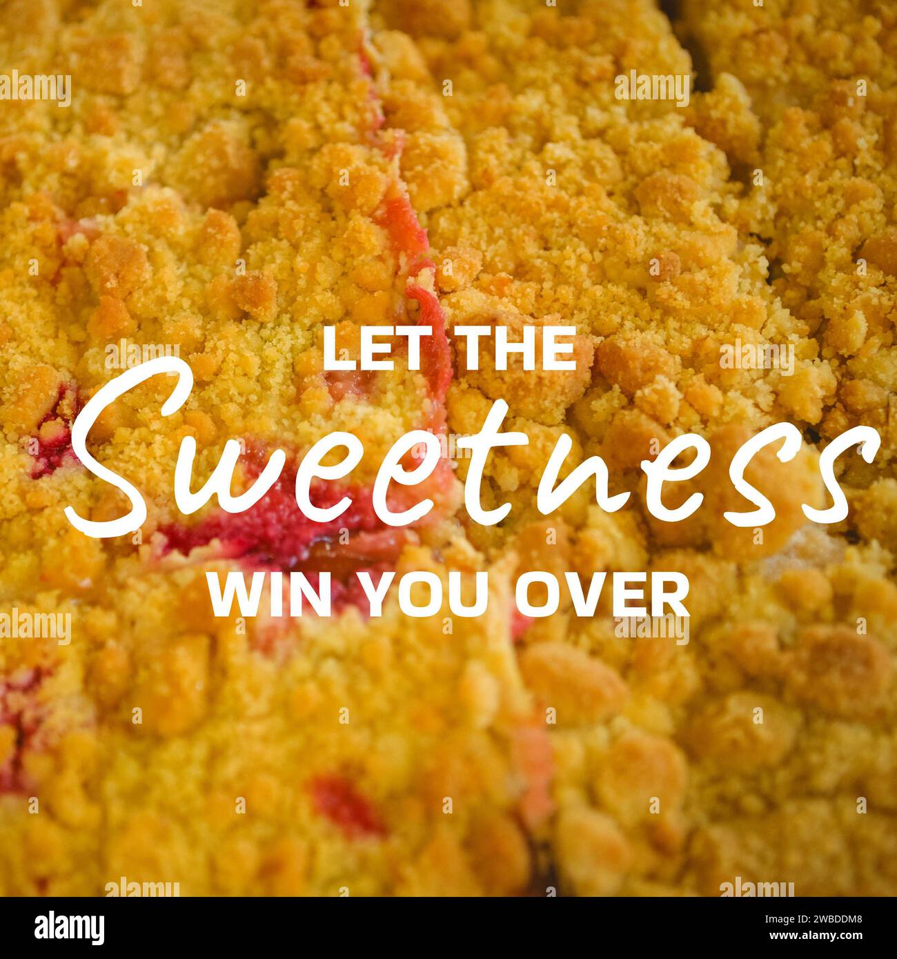 Composite of let the sweetness win you over text on pie background ...