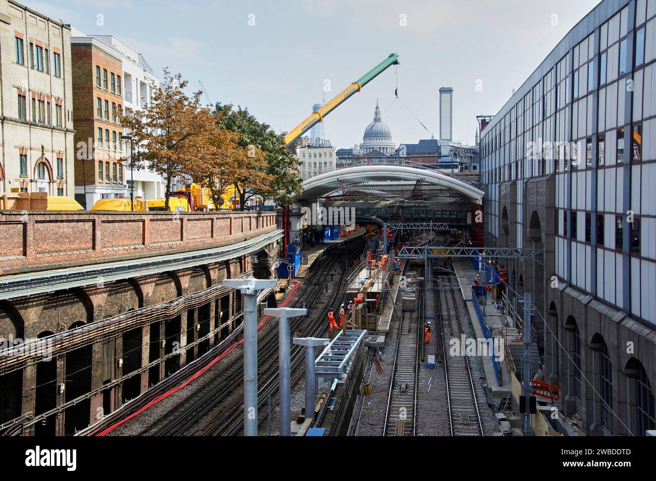 Construction industry at work, during the rebuilding and renovation of ...