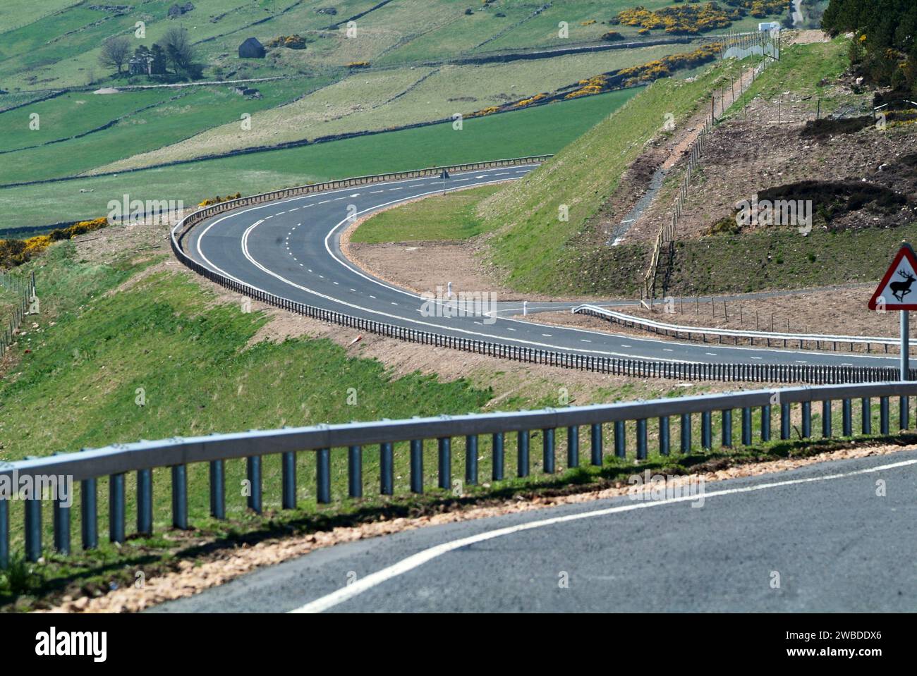Road improvements on the A9 south of Helmsdale, Scottish Highlands, UK ...