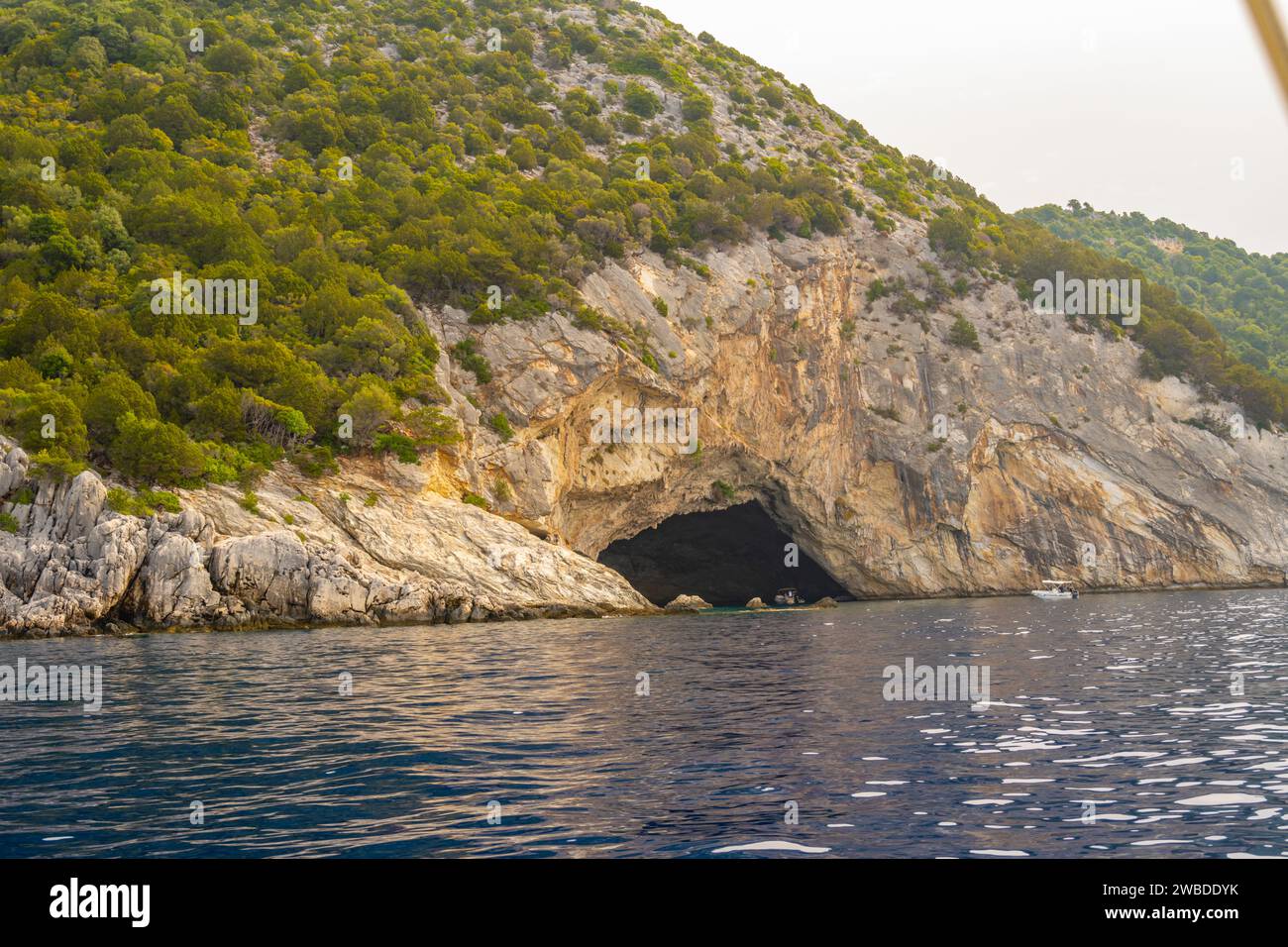 Meganisi Papanikolis Sea Cave on the west coast of Meganisi Stock Photo ...