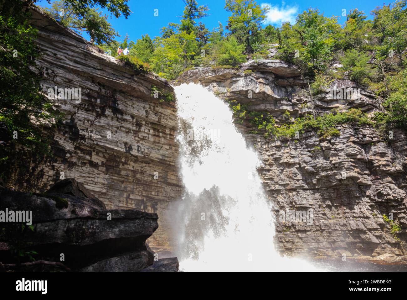 A breathtaking view of a magnificent waterfall cascading down a lush ...