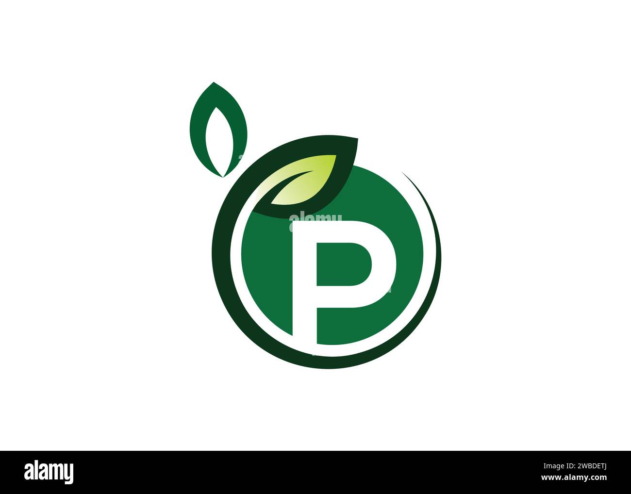 Letter P Green leaf logo design vector template. Letter P Nature Growth ...