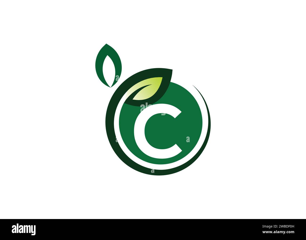 Letter C Green leaf logo design vector template. Letter C Nature Growth ...