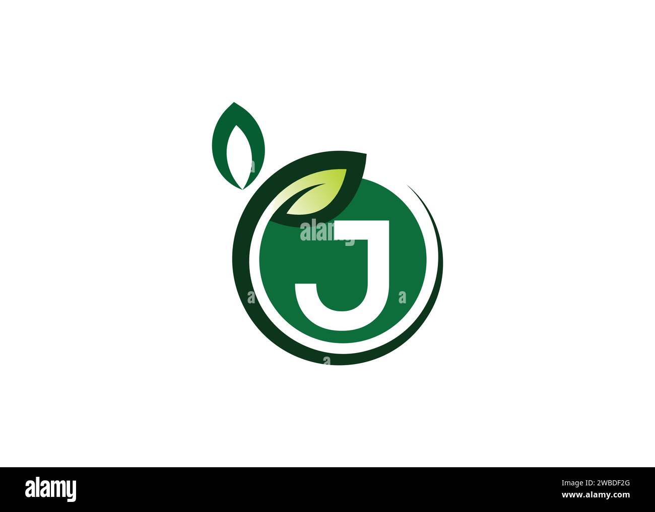 Letter J Green leaf logo design vector template. Letter J Nature Growth ...