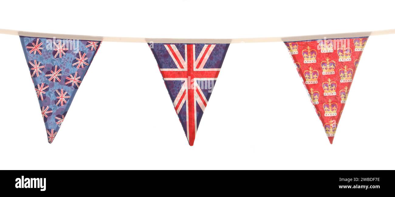 Celebrating Britain British bunting isolated on a white background ...