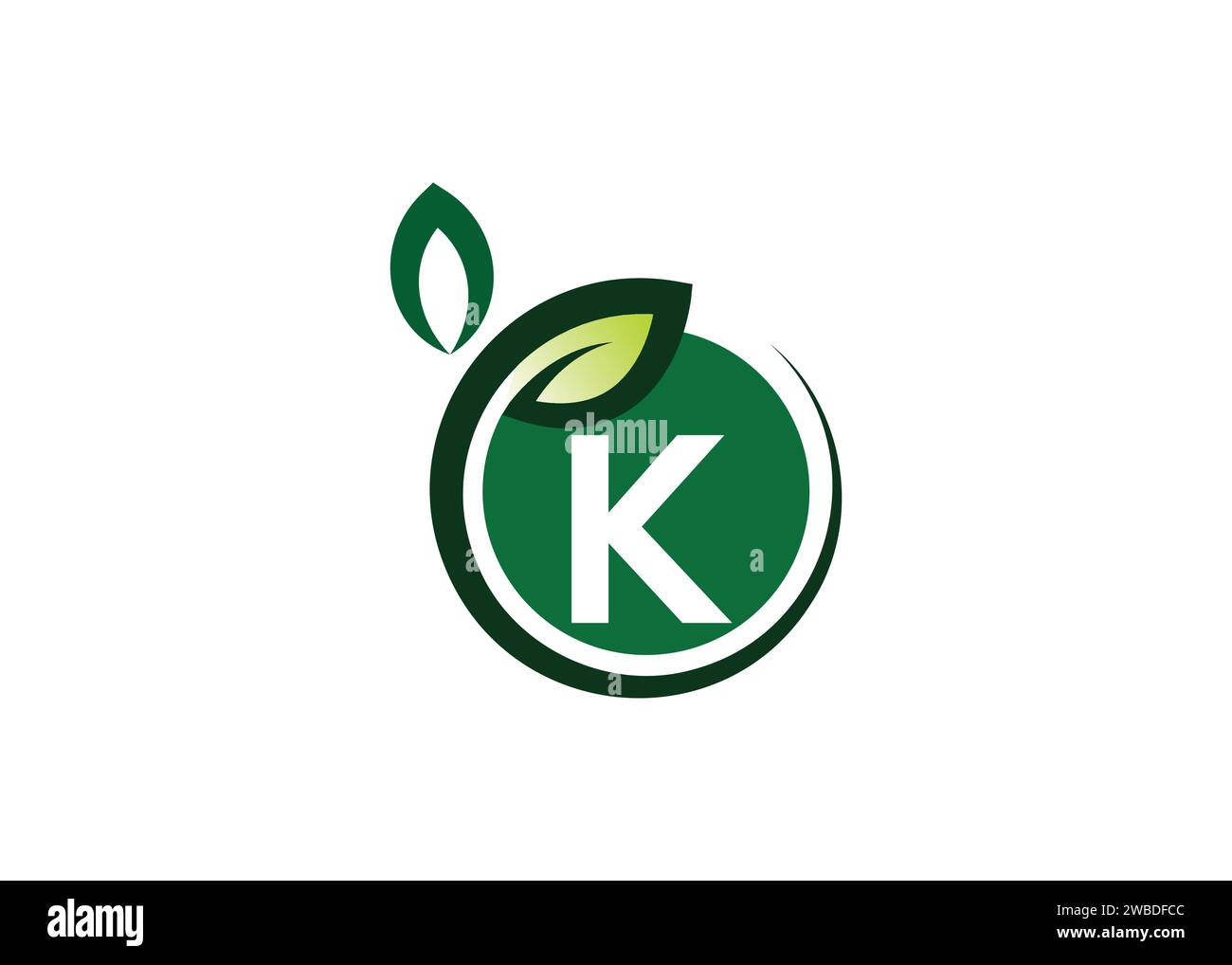 Letter K Green leaf logo design vector template. Letter K Nature Growth ...
