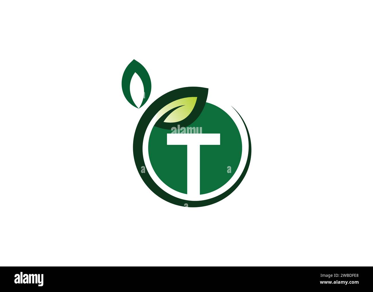 Letter T Green leaf logo design vector template. Letter T Nature Growth ...