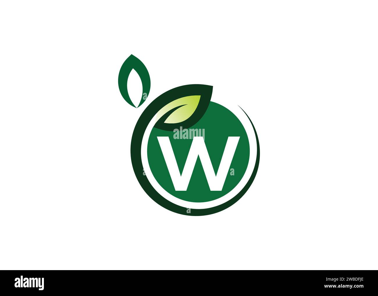 Letter W Green leaf logo design vector template. Letter W Nature Growth ...