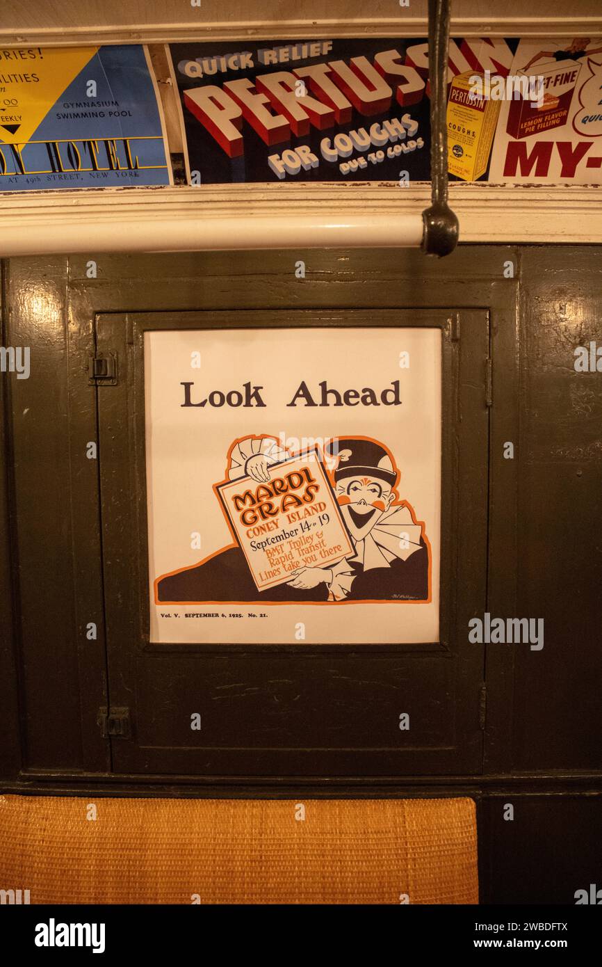 The posters at the subway station in the New York Transit Museum ...
