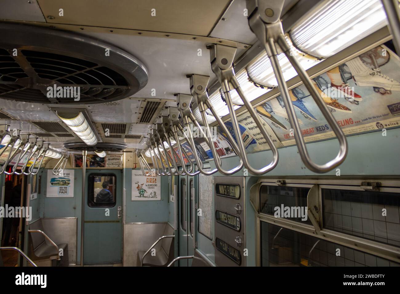 The train handles at the subway station in the New York Transit Museum ...