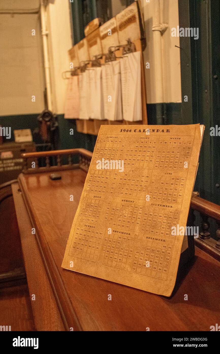 An old calendar at the subway station in the New York Transit Museum ...