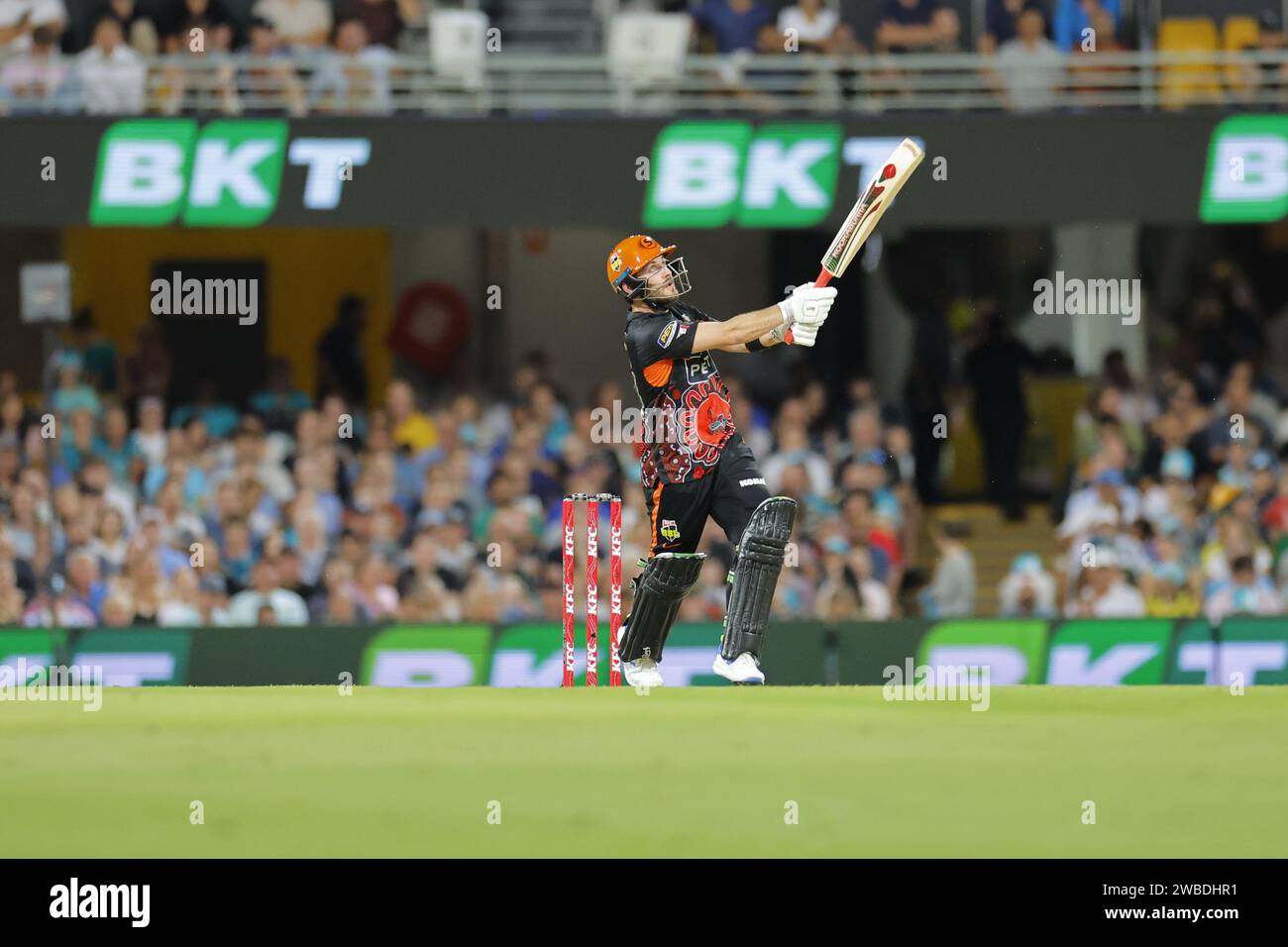 Brisbane, Australia. 10th Jan 2024. Josh Inglis (95 Perth Scorchers) is caught out by Michael ...
