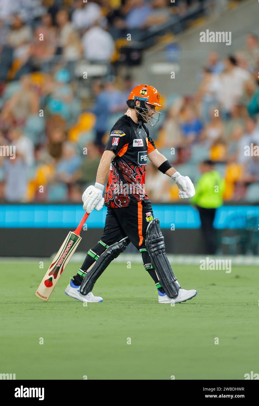 Brisbane, Australia. 10th Jan 2024. Josh Inglis (95 Perth Scorchers) is caught out by Michael ...