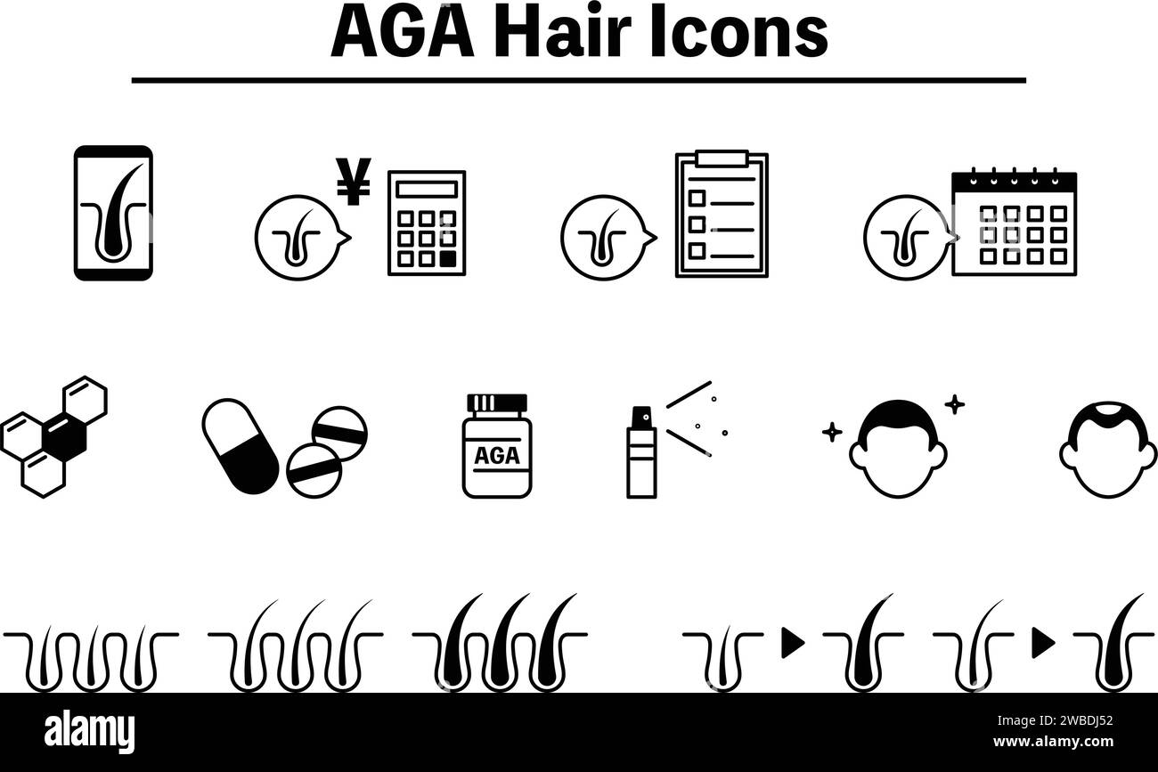 AGA (thinning hair treatment) treatment image icon set, AGA image Stock ...