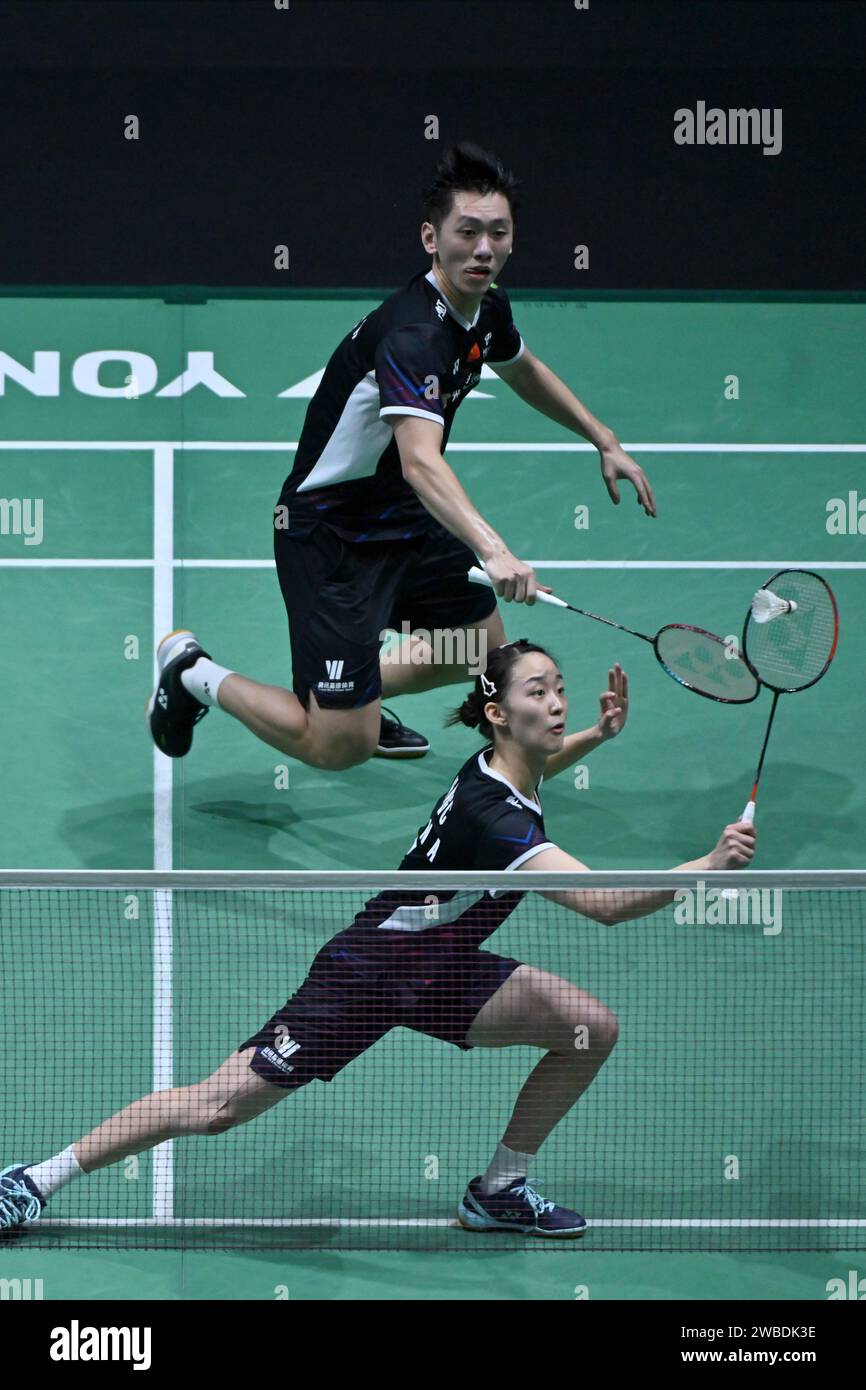 Kuala Lumpur, Malaysia. 10th Jan, 2024. Cheng Xing (top)/Zhang Chi compete during the mixed ...