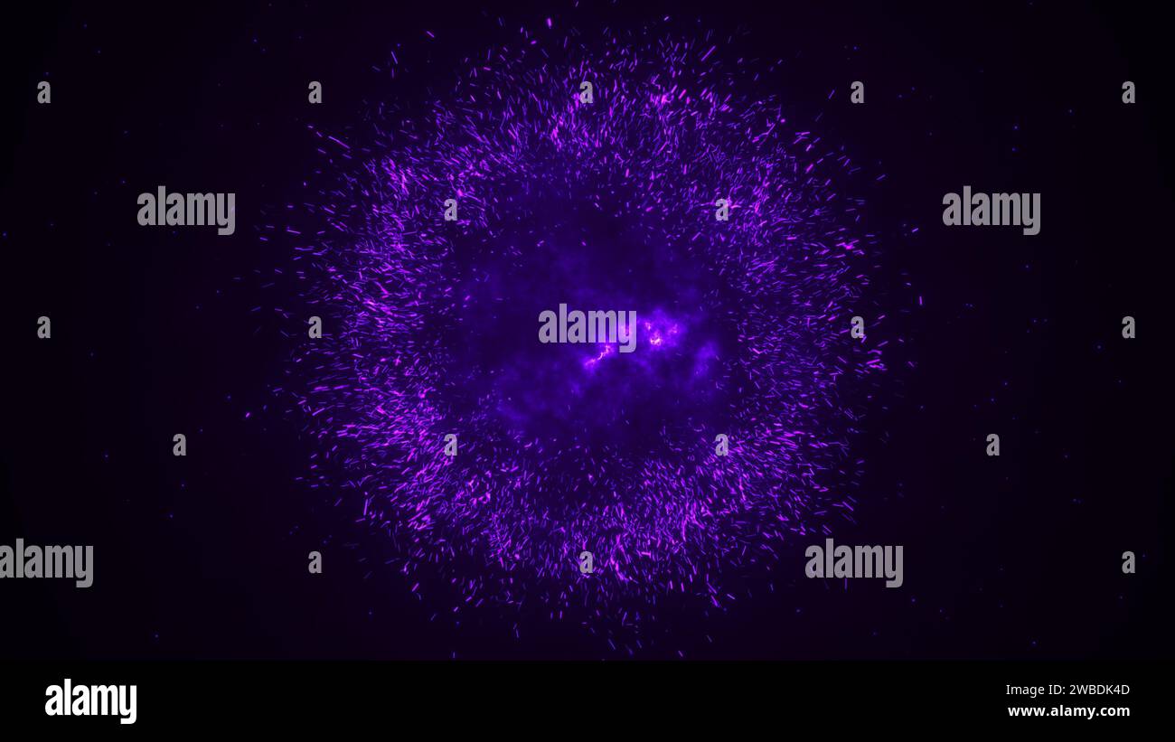 Purple particles explosion on the glamorous backdrop Stock Photo - Alamy