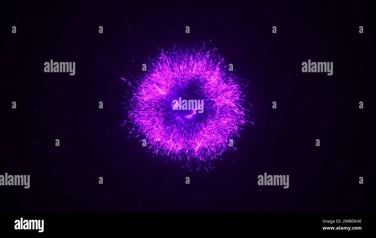 Purple particles explosion on the glamorous backdrop Stock Photo - Alamy