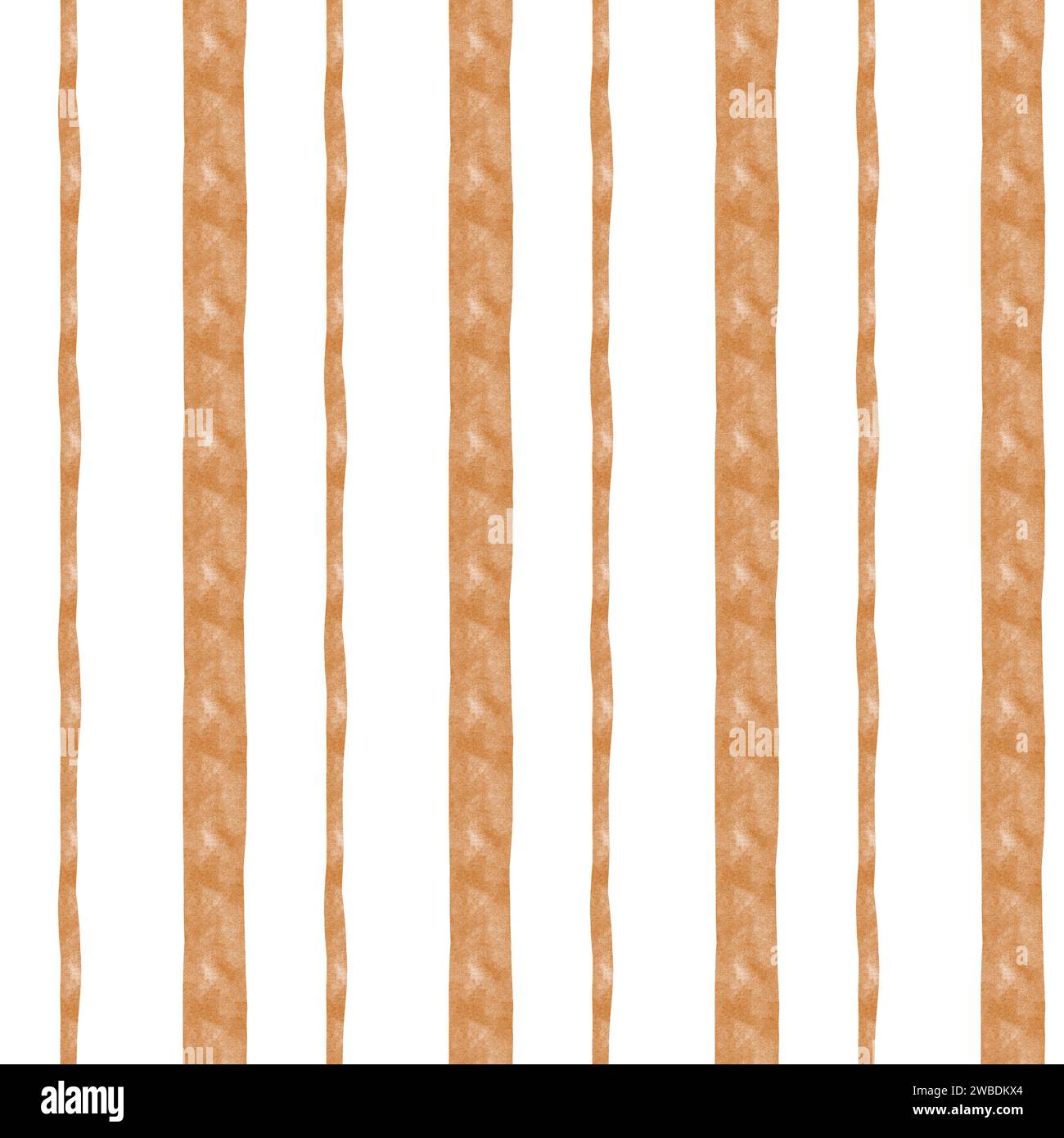 Watercolor seamless geometric pattern with brown vertical stripes. A ...