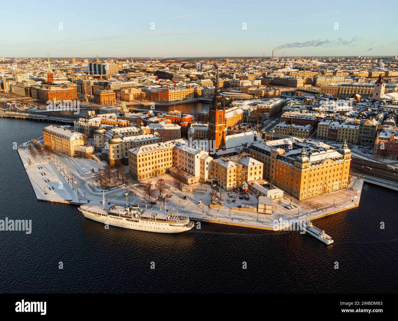Panorama of the old town of Stockholm, island of Riddarholmen and the ...