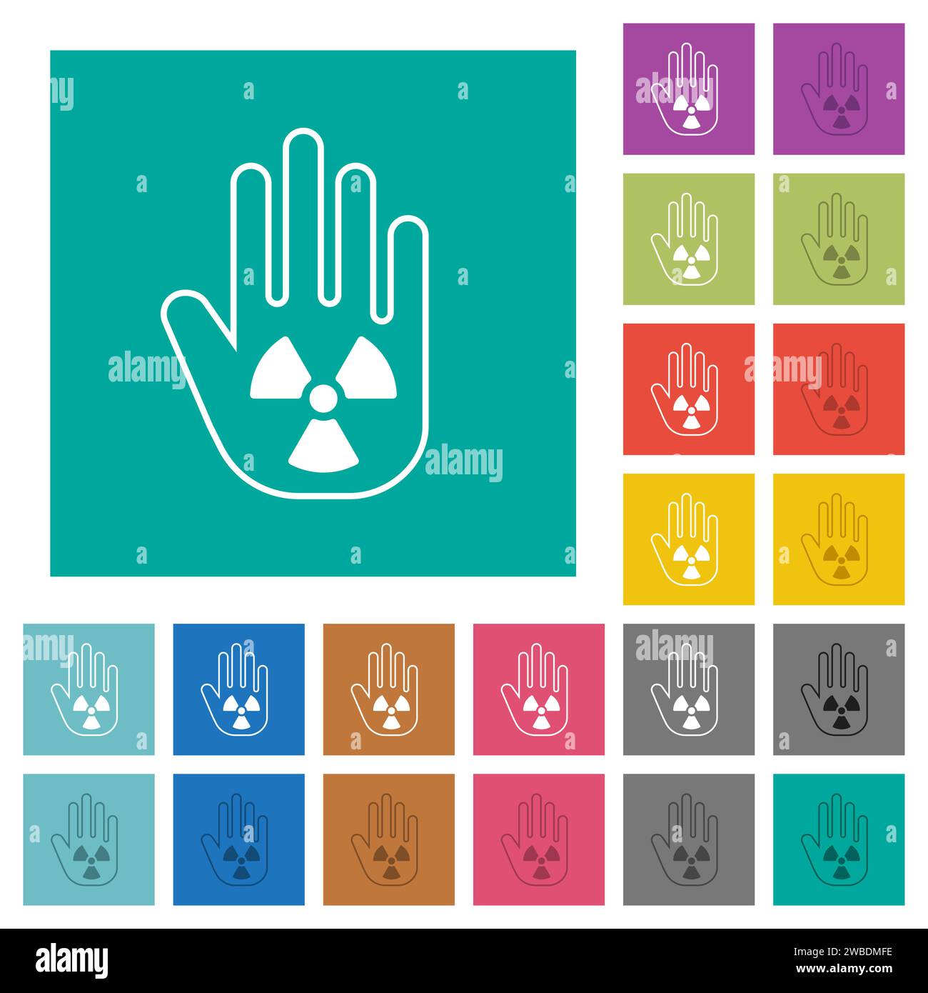 Hand shaped uranium sanction sign outline multi colored flat icons on ...