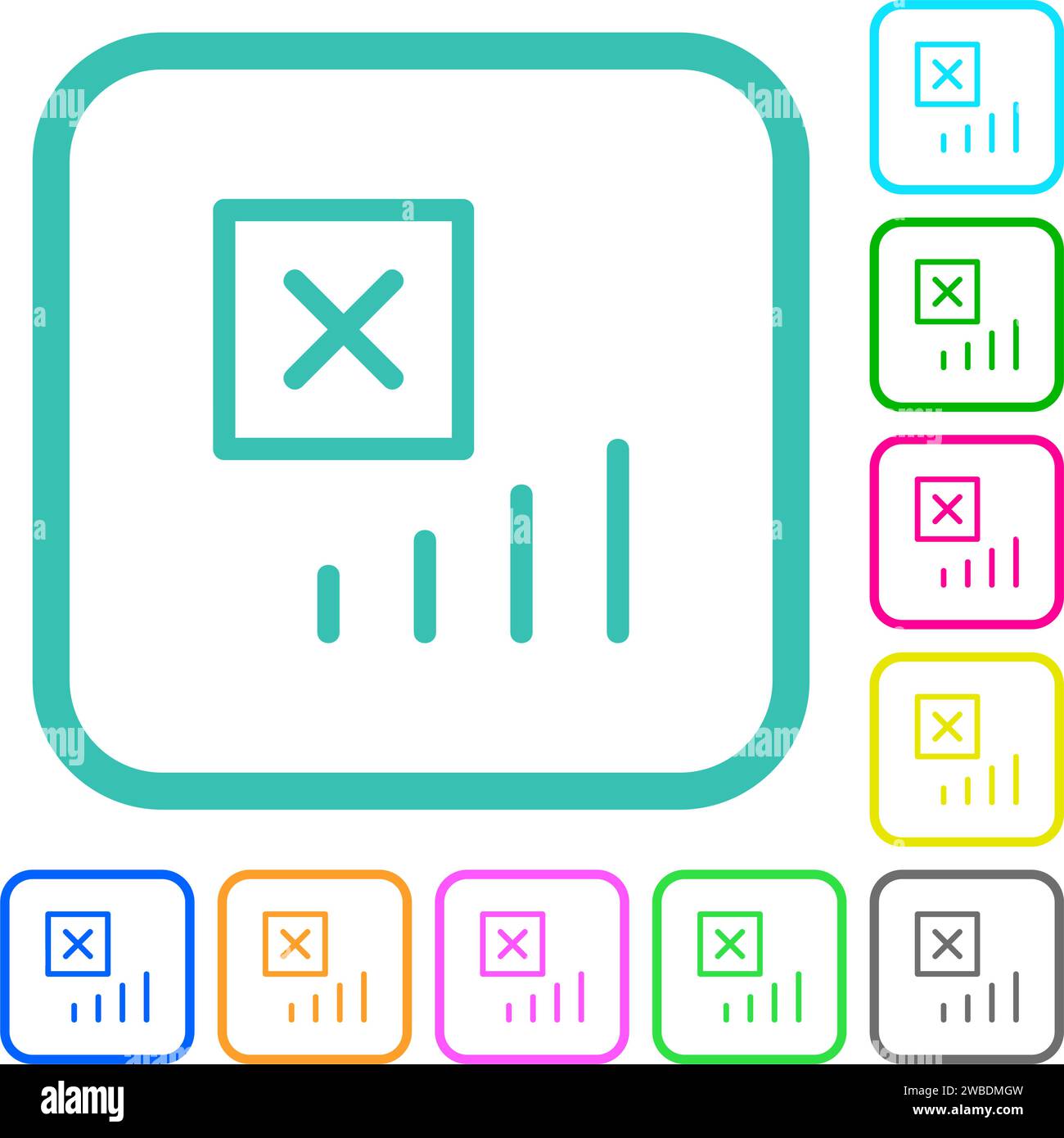 Signal error vivid colored flat icons in curved borders on white ...