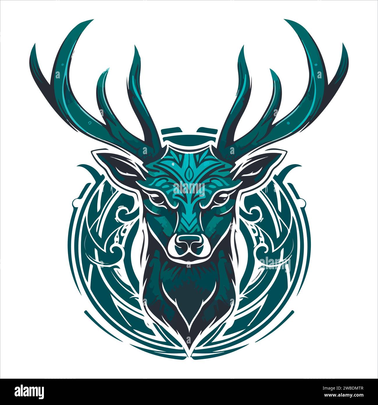 Deer emblem logo. Deer head colored print Stock Vector Image & Art - Alamy