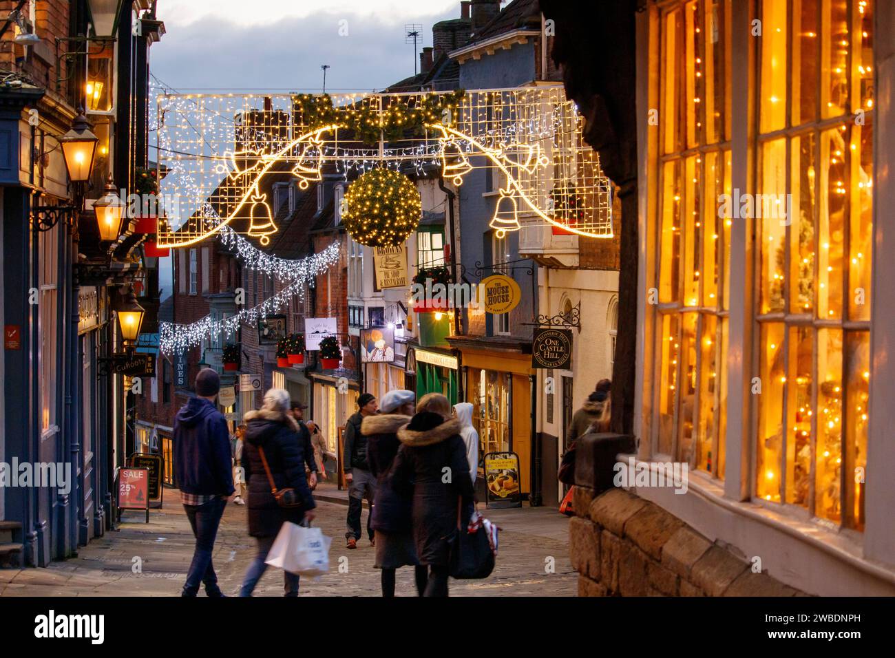 The top of Steep Hill, Lincoln in an area known as Bailgate. In 2024 ...