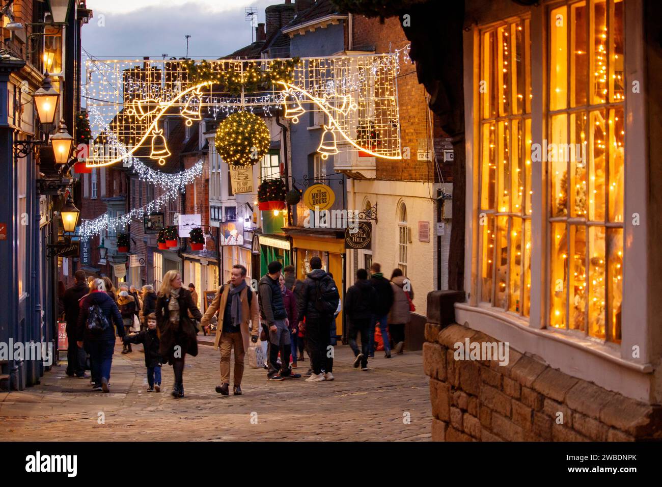 The top of Steep Hill, Lincoln in an area known as Bailgate. In 2024 ...