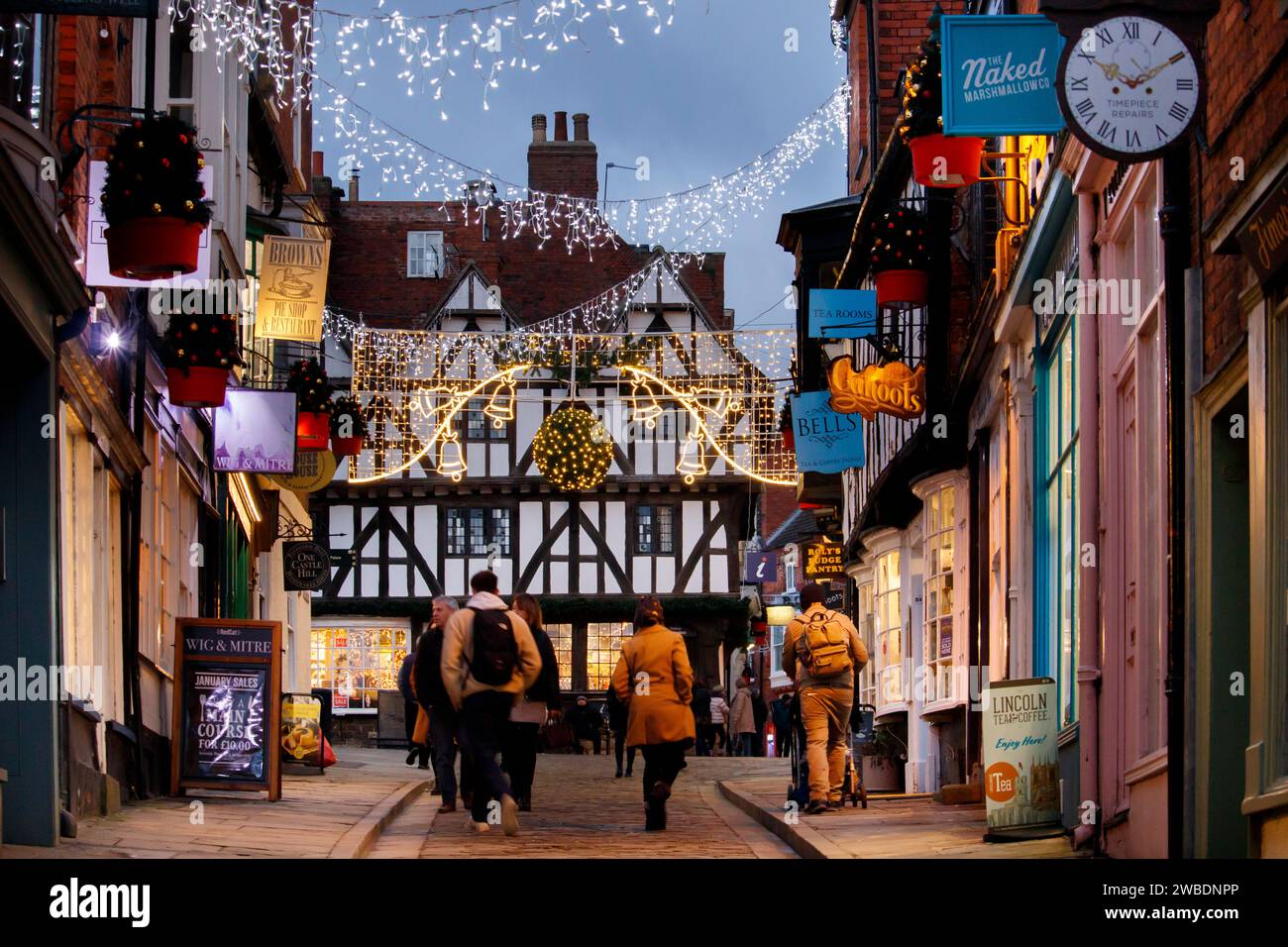 The top of Steep Hill, Lincoln in an area known as Bailgate. In 2024 ...