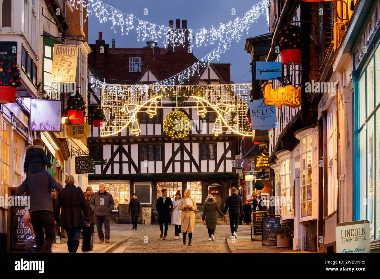 The top of Steep Hill, Lincoln in an area known as Bailgate. In 2024 ...