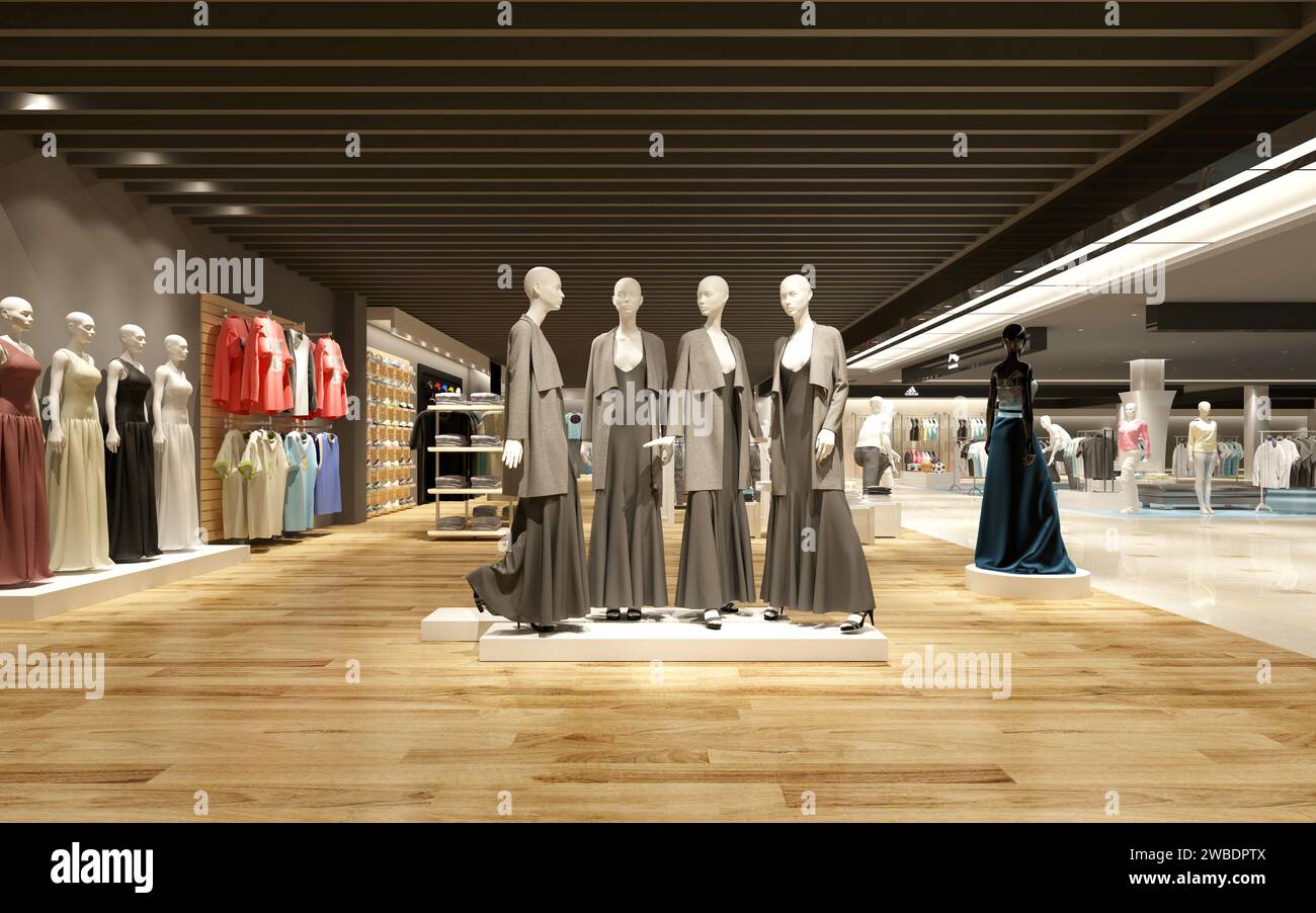 3d render shop interior Stock Photo - Alamy