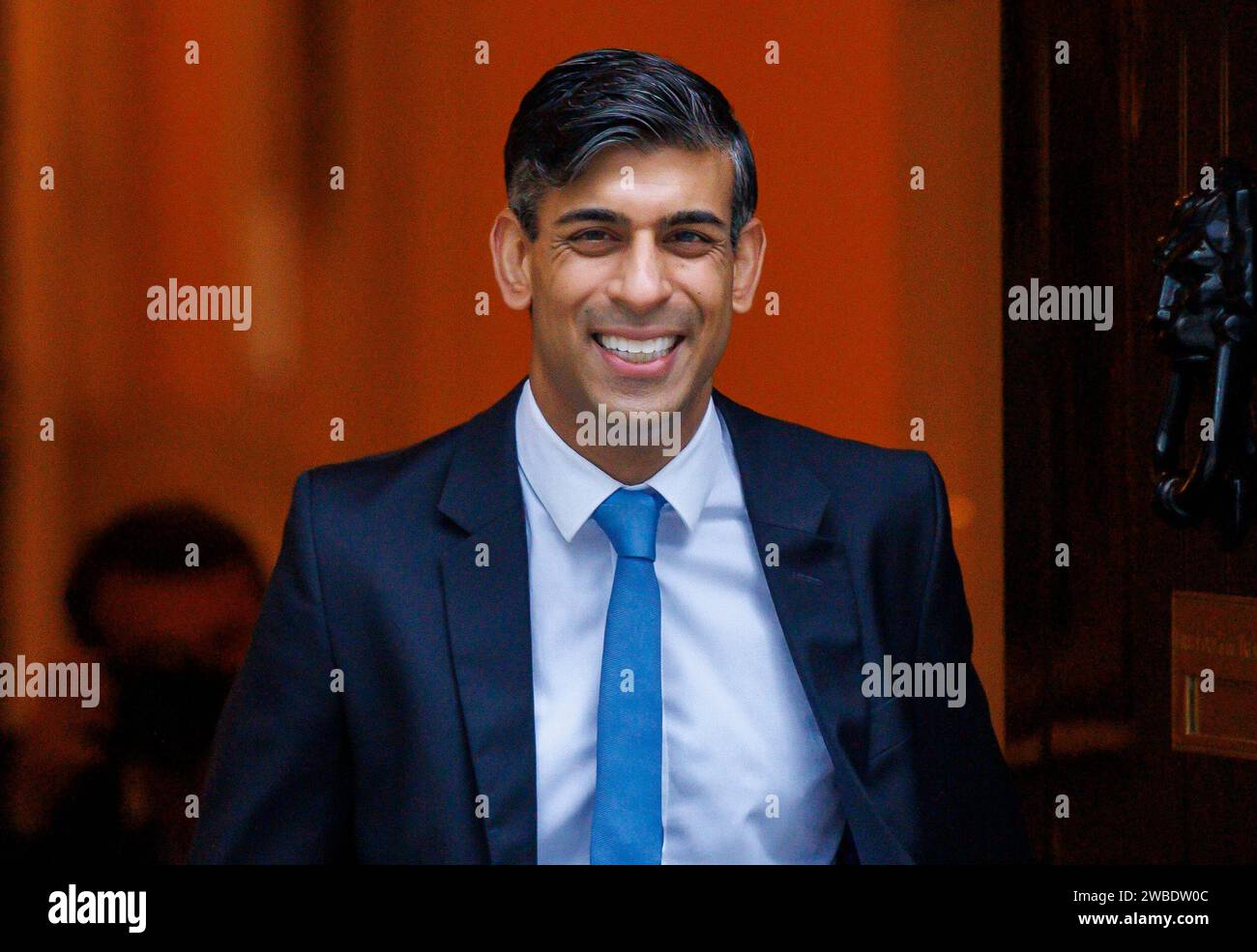 London, UK. 10th Jan, 2024. Prime Minister, Rishi Sunak, leaves Number 10 to go to Parliament ...