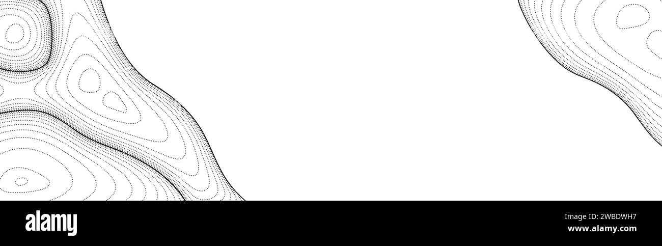 Abstract dotted lines footer. Topographic contour map concept ...