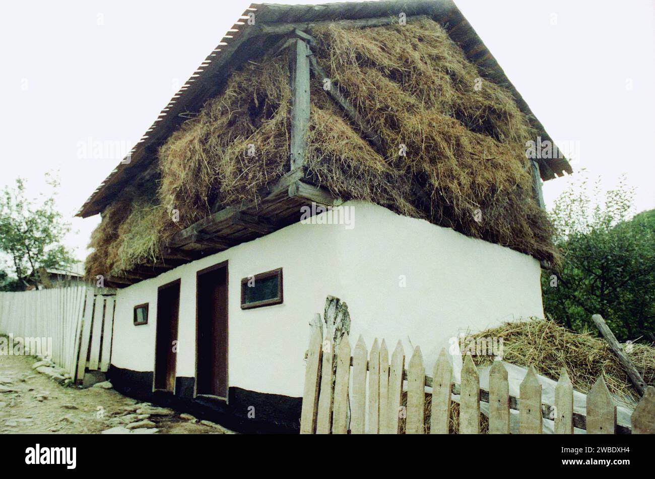 A traditional barn with hayloft in Vrancea County, Romania, approx ...