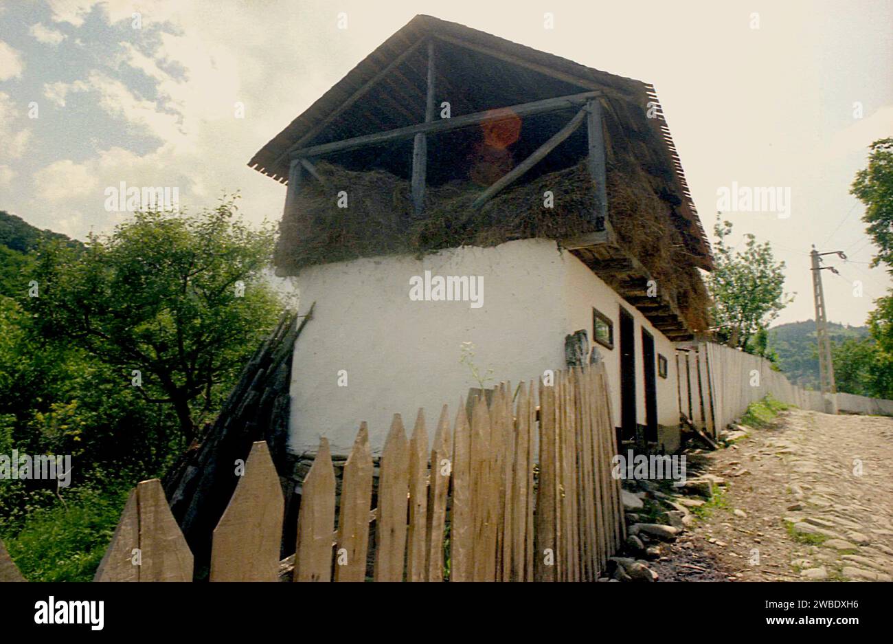 A traditional barn with hayloft in Vrancea County, Romania, approx ...
