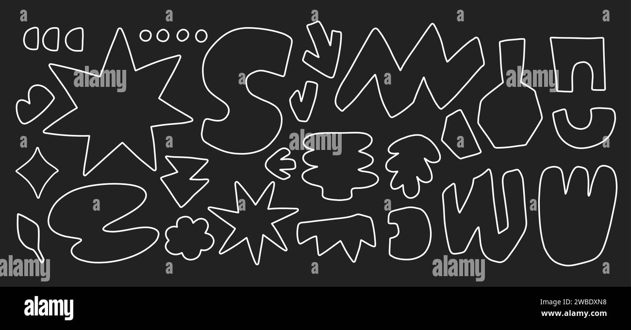 Trendy line geometric shapes abstract modern outline forms hi-res stock ...